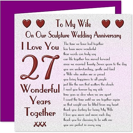 My Wife 27th Wedding Anniversary Card - On Our Sculpture Anniversary ...
