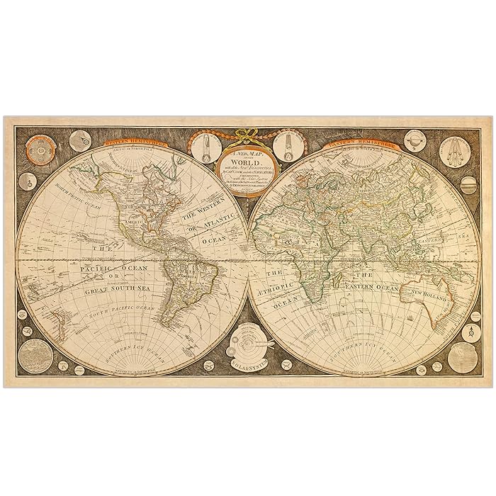 Buy Dekali Designs Captain Cook 1799 Vintage World Map Poster (24 x 42 ...