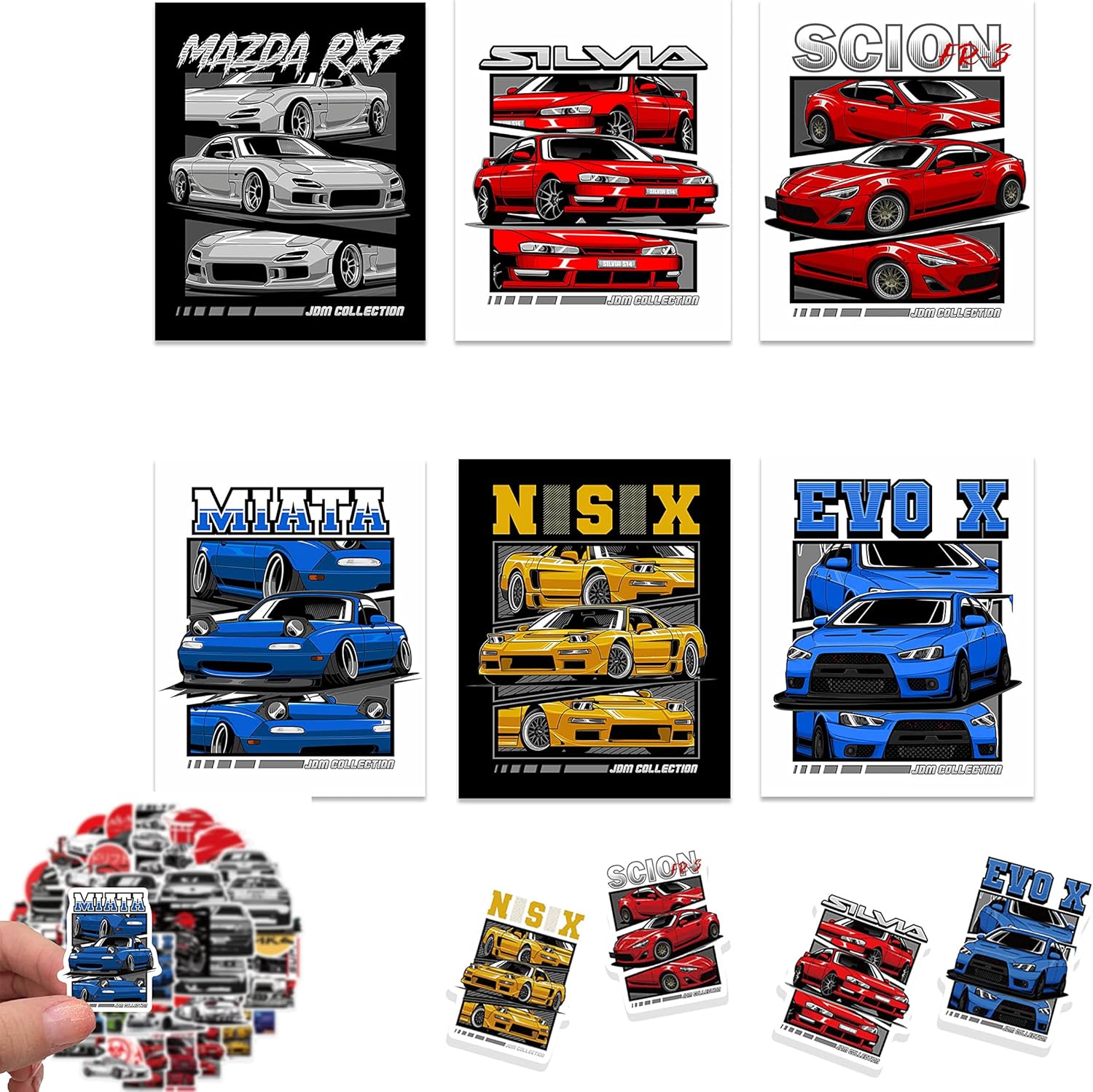 Amazon.com: 6 Pcs 8"x10" JDM Car Poster RX7 Mx5 Evo NSX Scion S14 ...