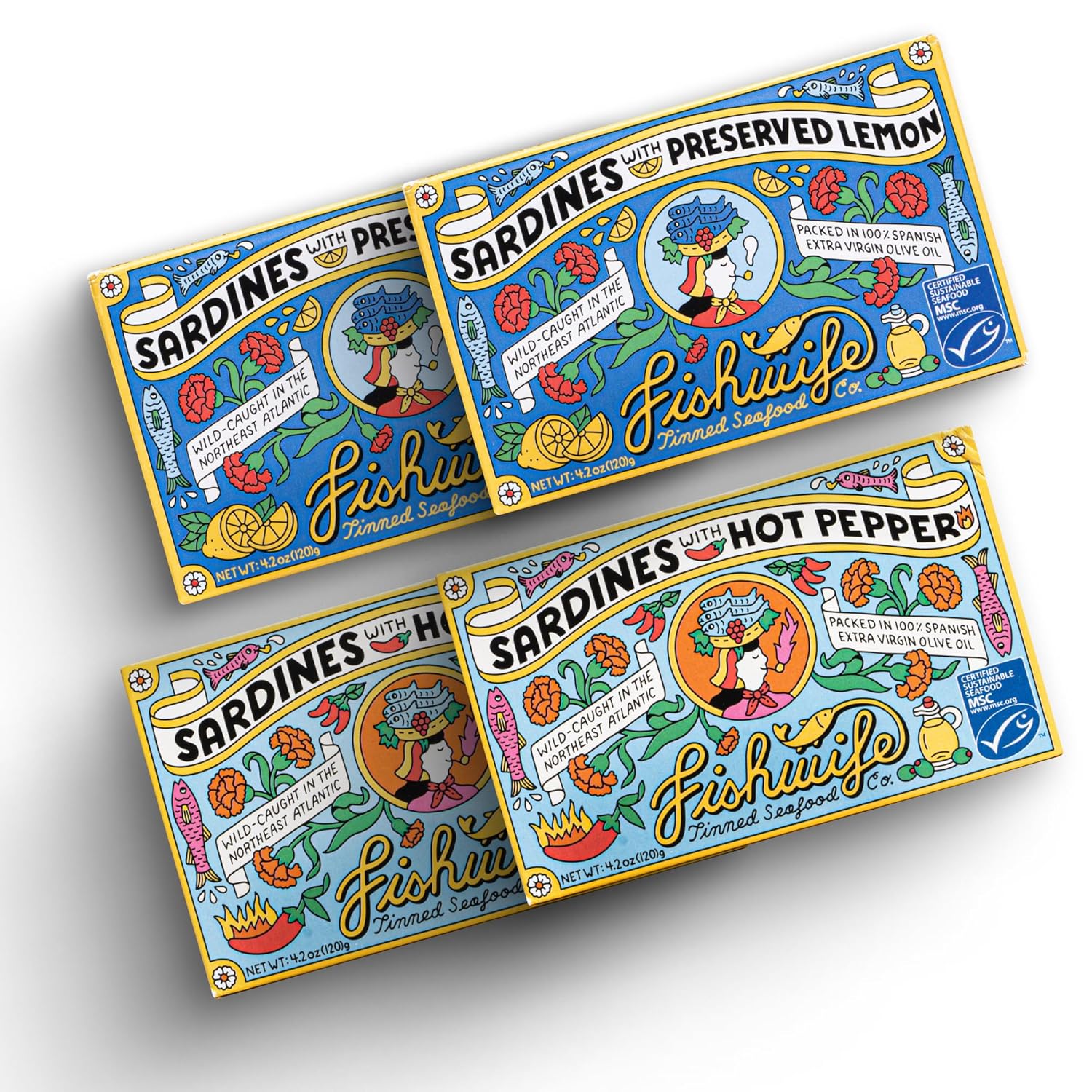 Amazon.com: Fishwife Sardine Quad 4-Pack (2x Sardines with Lemon, 2x ...