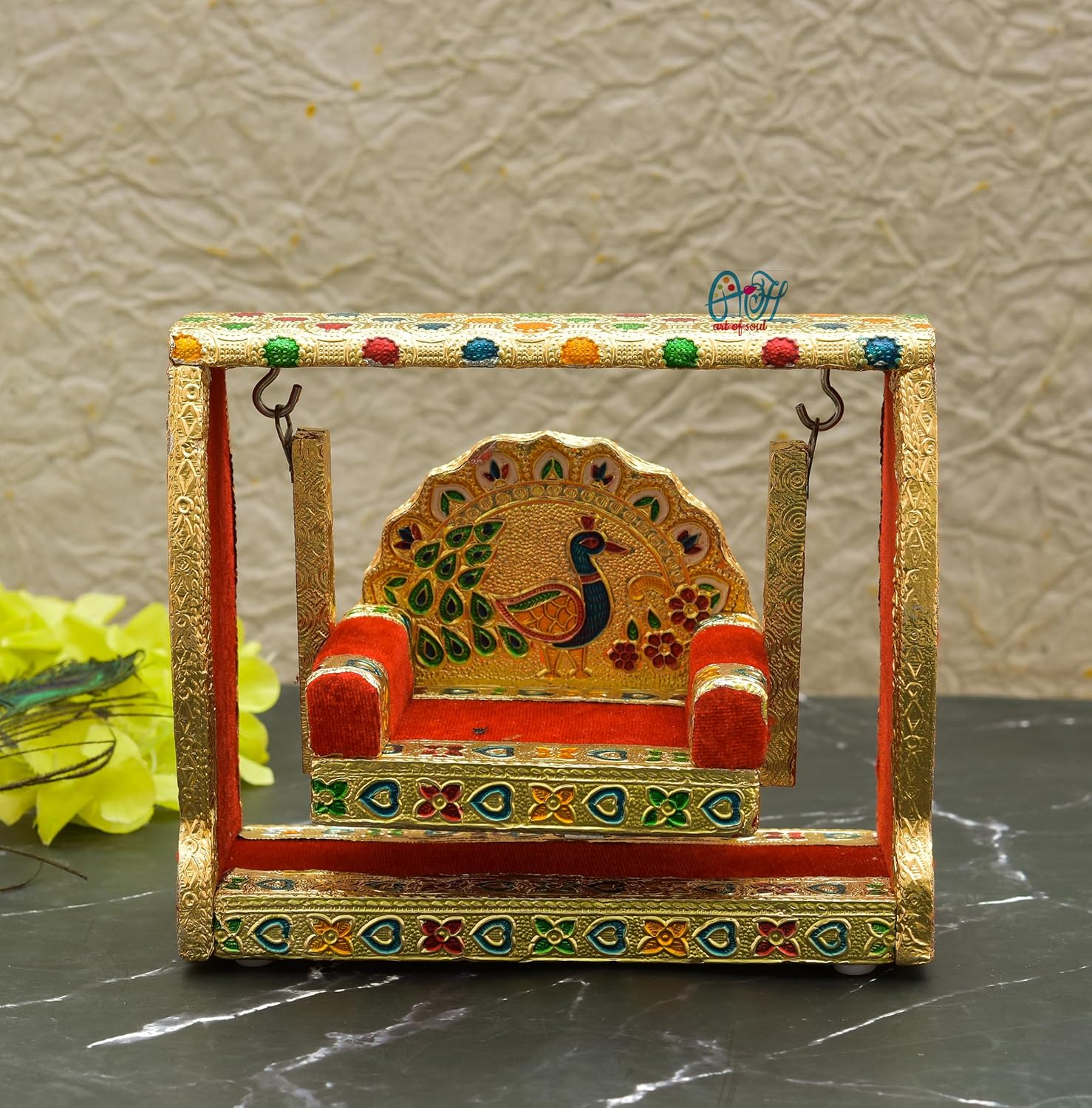 Buy Archna Handicraft Wooden Krishna Jhula Singhasan, Laddu Gopal with ...
