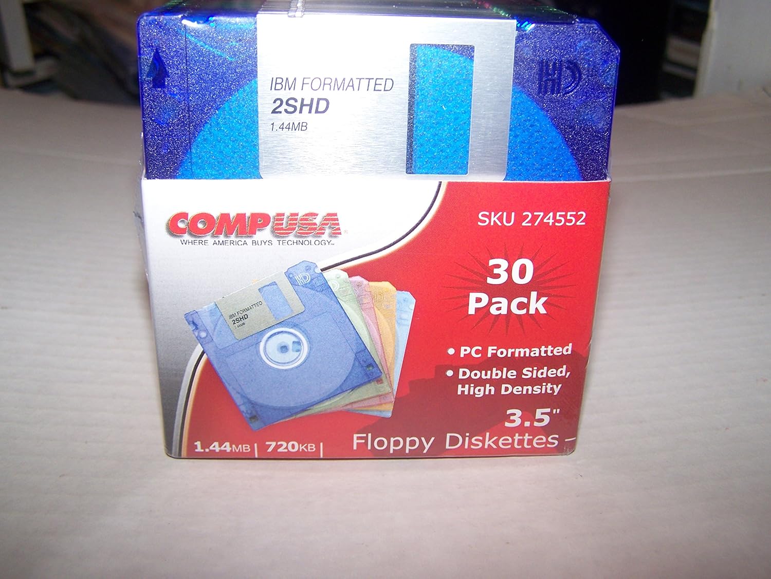 COMPUSA 30 Pack 3.5" Diskettes 1.44 Mb,720kb. Pc Formatted Double Sided ...