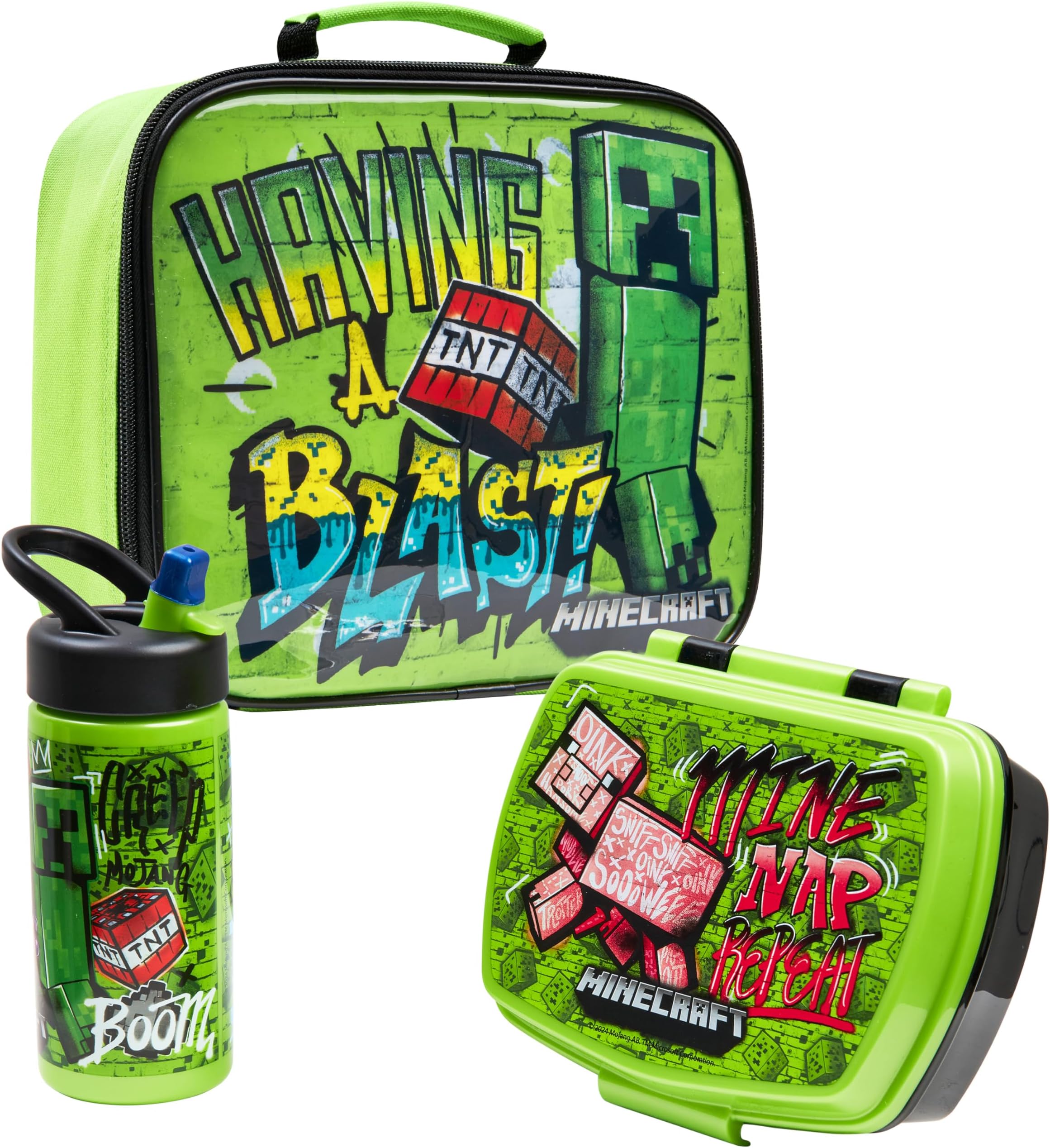 Amazon.com: Minecraft Insulated Kids Lunch Bag Lunch Box and Kids Water ...