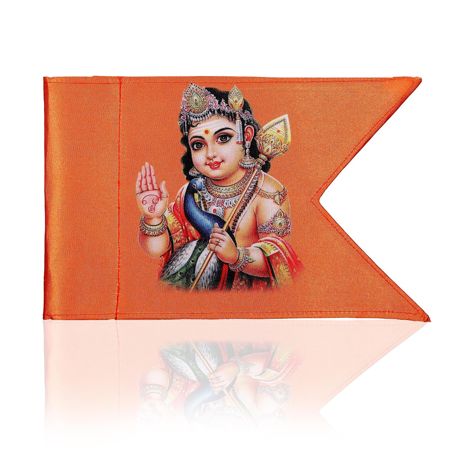 Lord Murugan Front Bumper Car Flag only– Orange Satin God Murugan Car ...