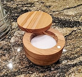 Amazon.com: Naturally Med Olive Wood Salt Keeper/Pot/Salt Box with ...