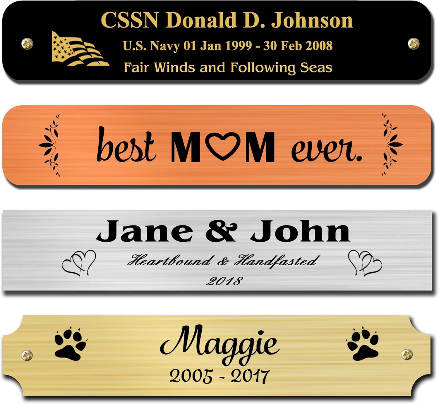 Amazon.com: 0.75" H x 4.5" W, Brass Nameplates, Metal Plate ...