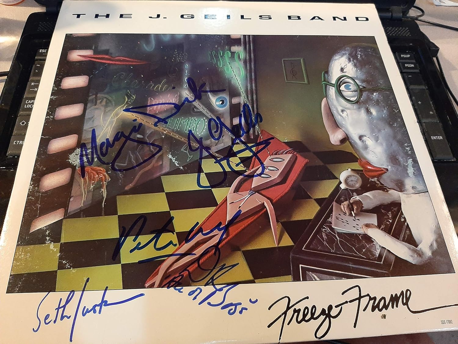 THE J. GEILS BAND signed"Freeze Frame" album cover by 6 / Epperson LOA ...