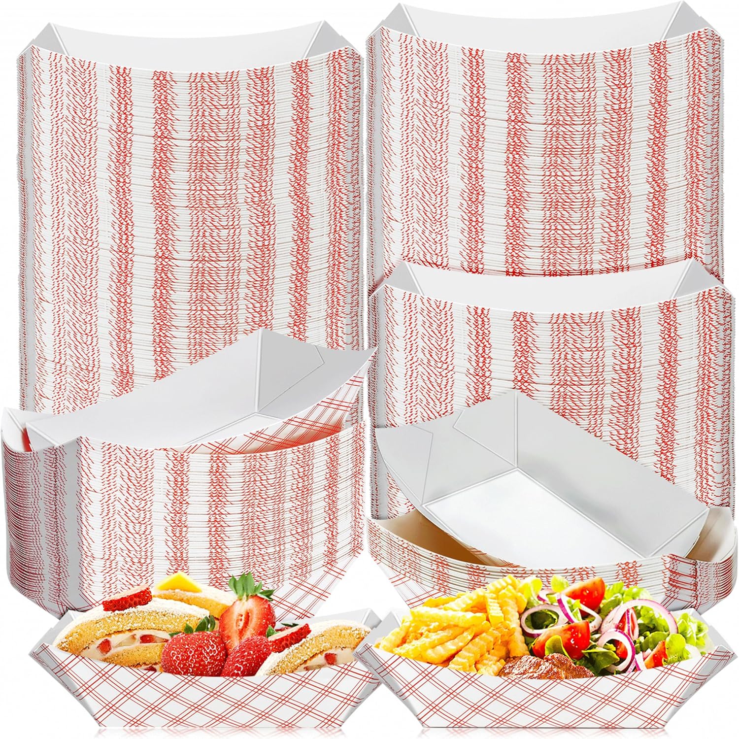 Amazon.com: MotBach 160 Pack Checkered 2Lb Paper Food Boat Trays ...