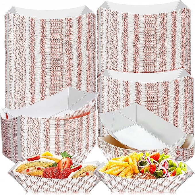 Amazon.com: MotBach 160 Pack Checkered 2Lb Paper Food Boat Trays ...