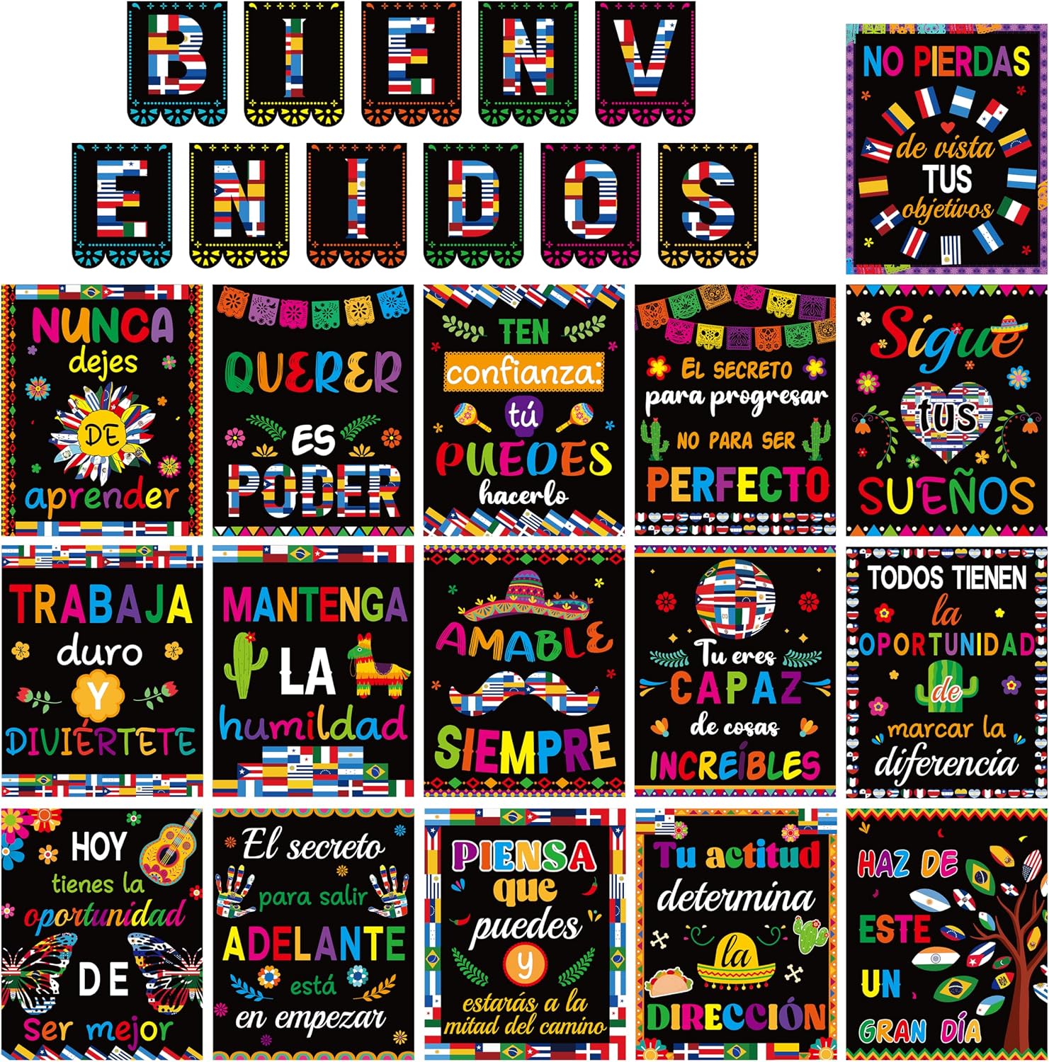 Amazon.com: WATINC Spanish Classroom Poster Decor - 27PCS Hispanic ...
