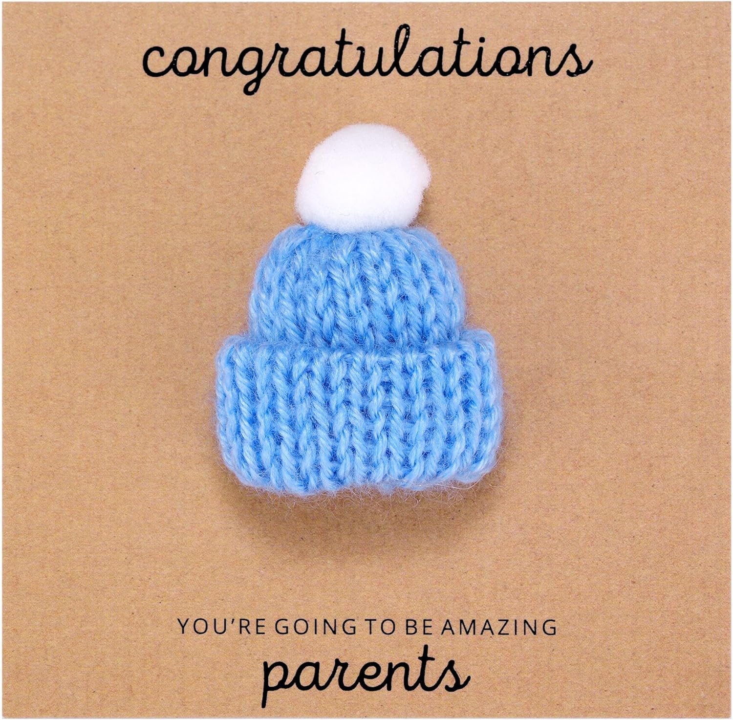 Amazon.com : Ukodnus Parents to Be Card with Blue Knitted Hat ...