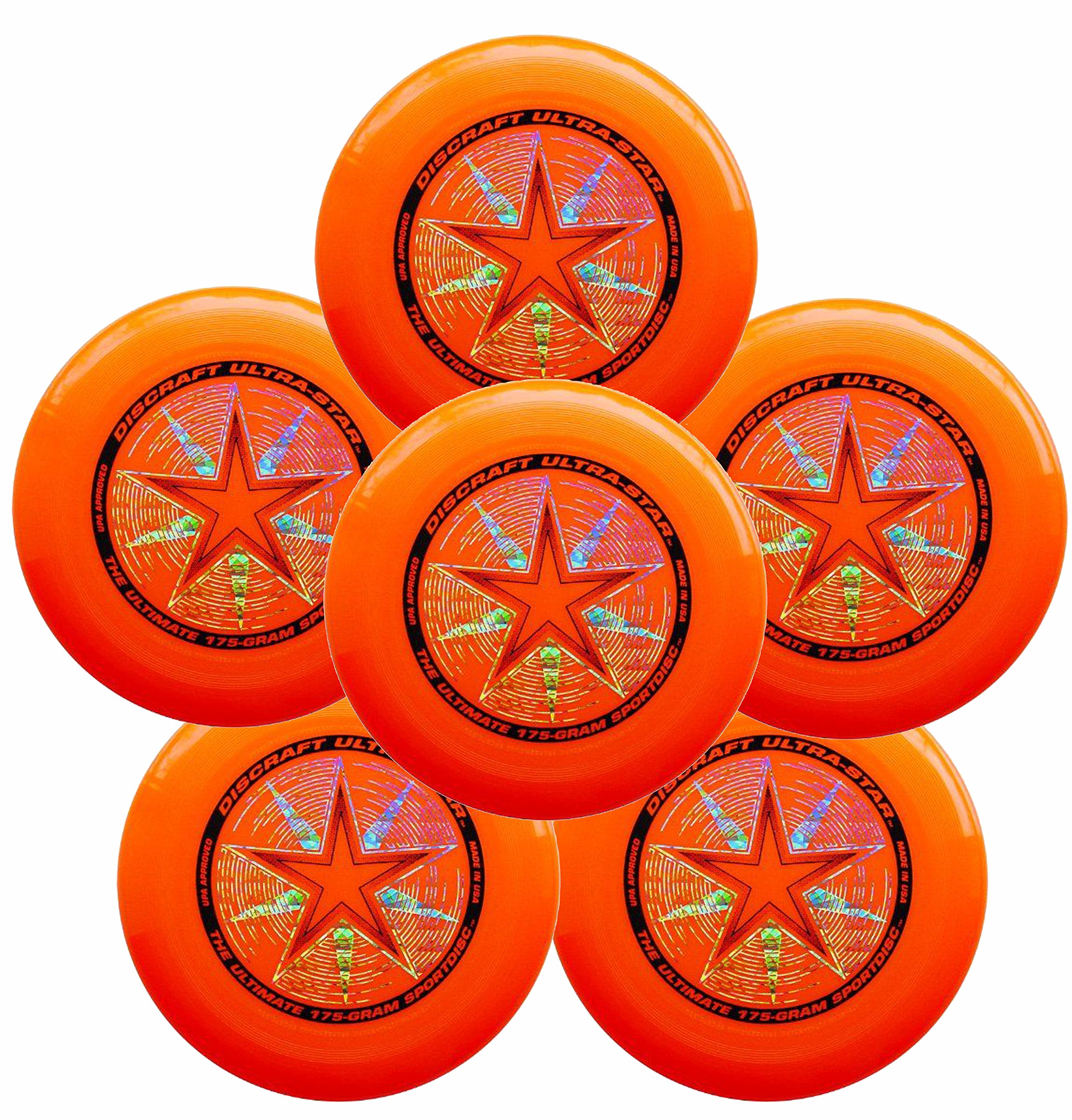 Discraft Ultra-Star 175g Ultimate Frisbee Sport Disc (6 Pack) Orange ...