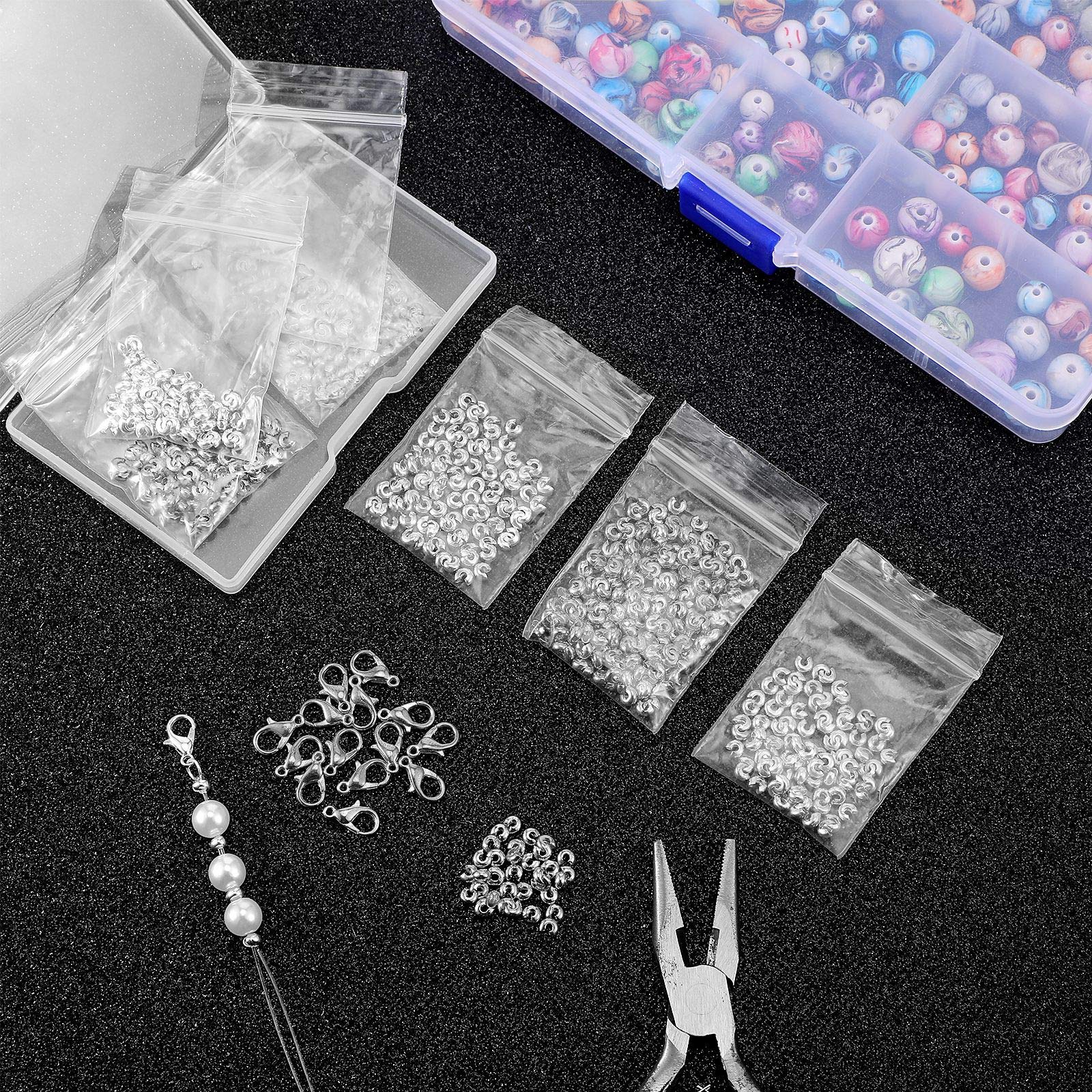 Snapklik.com : 800 Pieces Crimp Bead Covers 3mm Silver Half Round Open ...