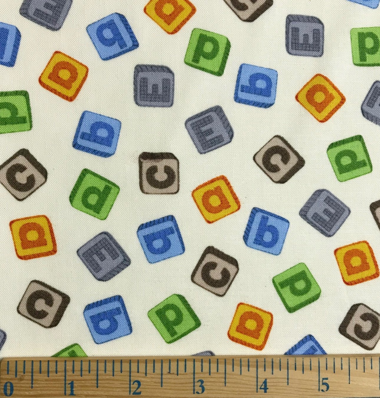 Amazon.com: 1/2 Yard - Scrabble Letter Toss on Cream Cotton Fabric ...