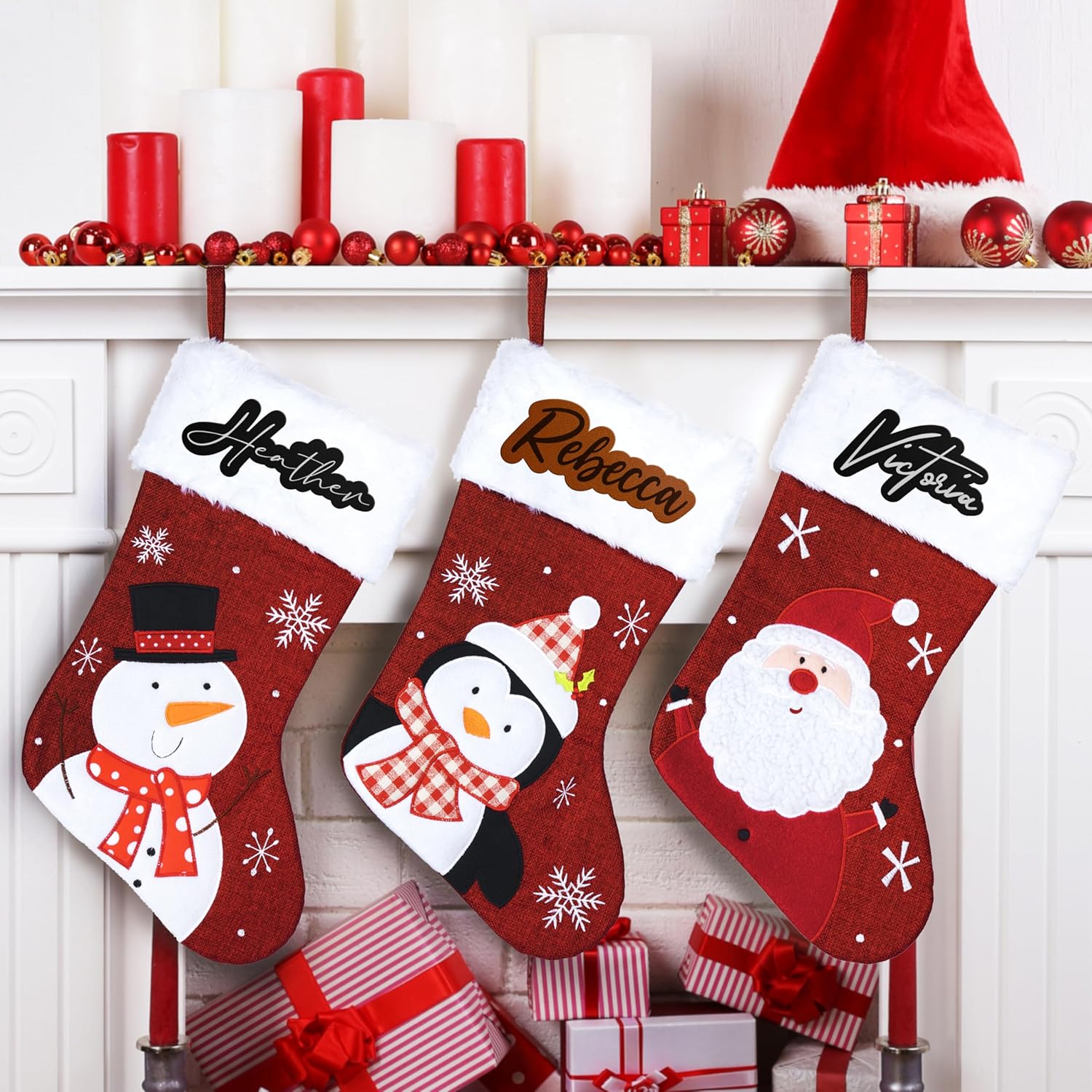 Amazon.com: Single, Personalized Christmas Stockings w/Leather Name ...