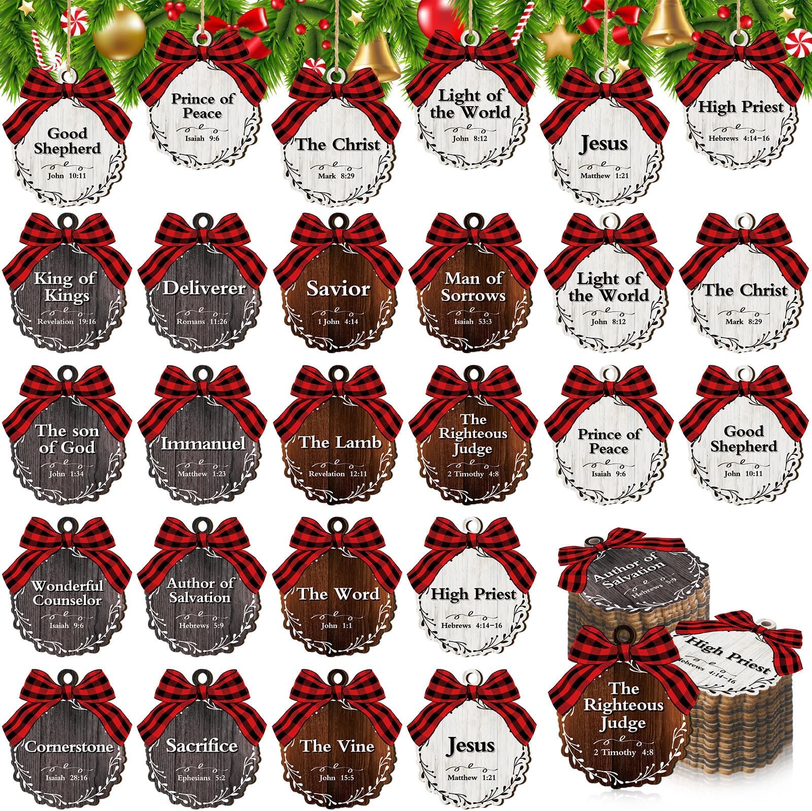 Amazon.com: 25 Pack Names of Jesus Ornaments, 5 cm / 2 inch Diameter ...