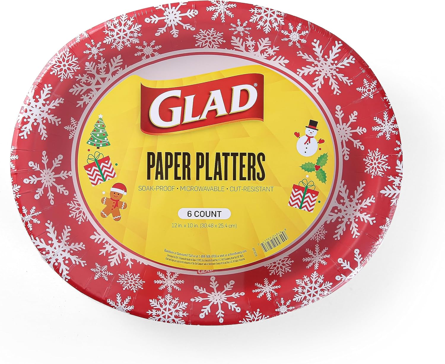 Amazon.com: Glad Disposable Paper Platter, Holiday Red Snowflake Design ...
