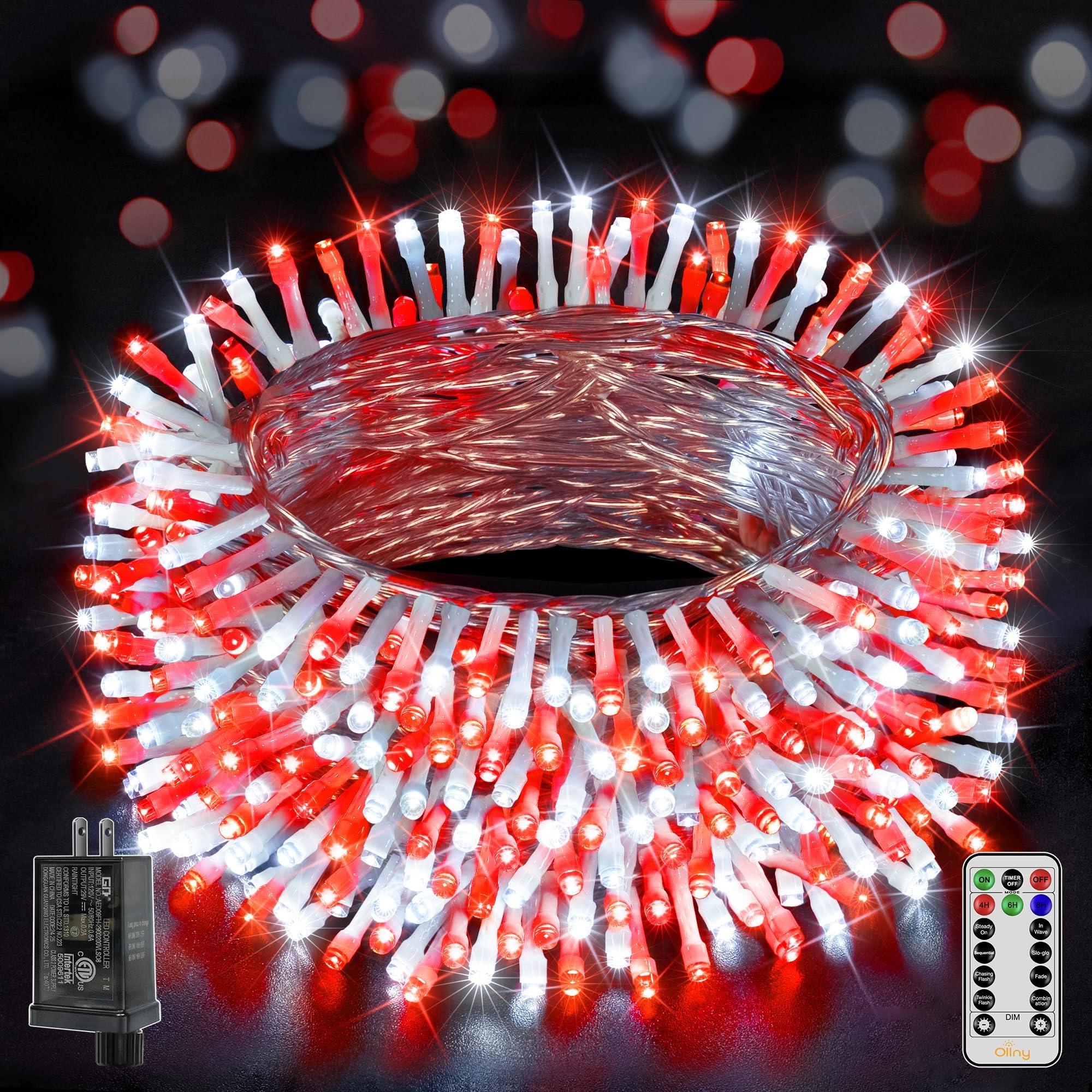 Amazon.com: 2 Pack Red and White Christmas Lights Indoor Outdoor, Super ...