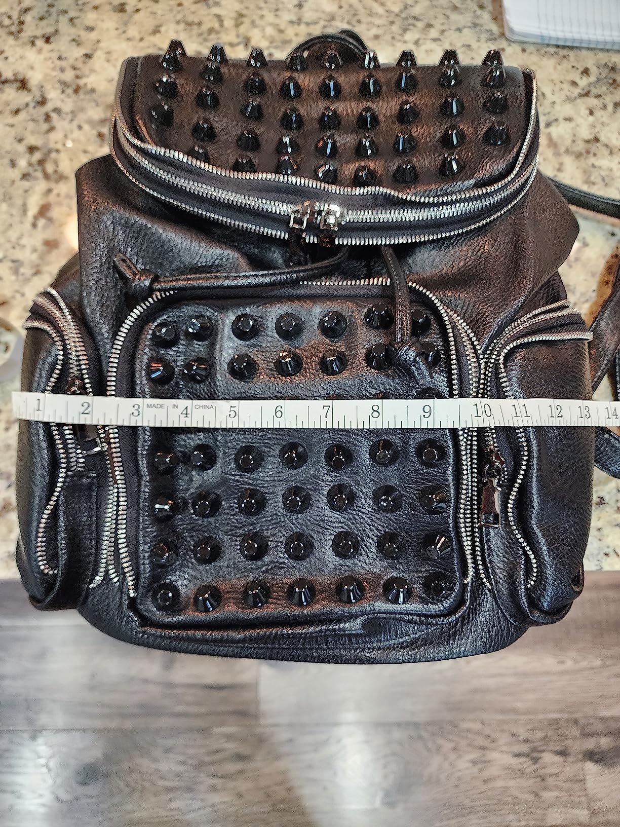 Amazon.com | Downupdown Studded Backpacks for Women and Men Leather Flap Rivet Backpack knapsack ...