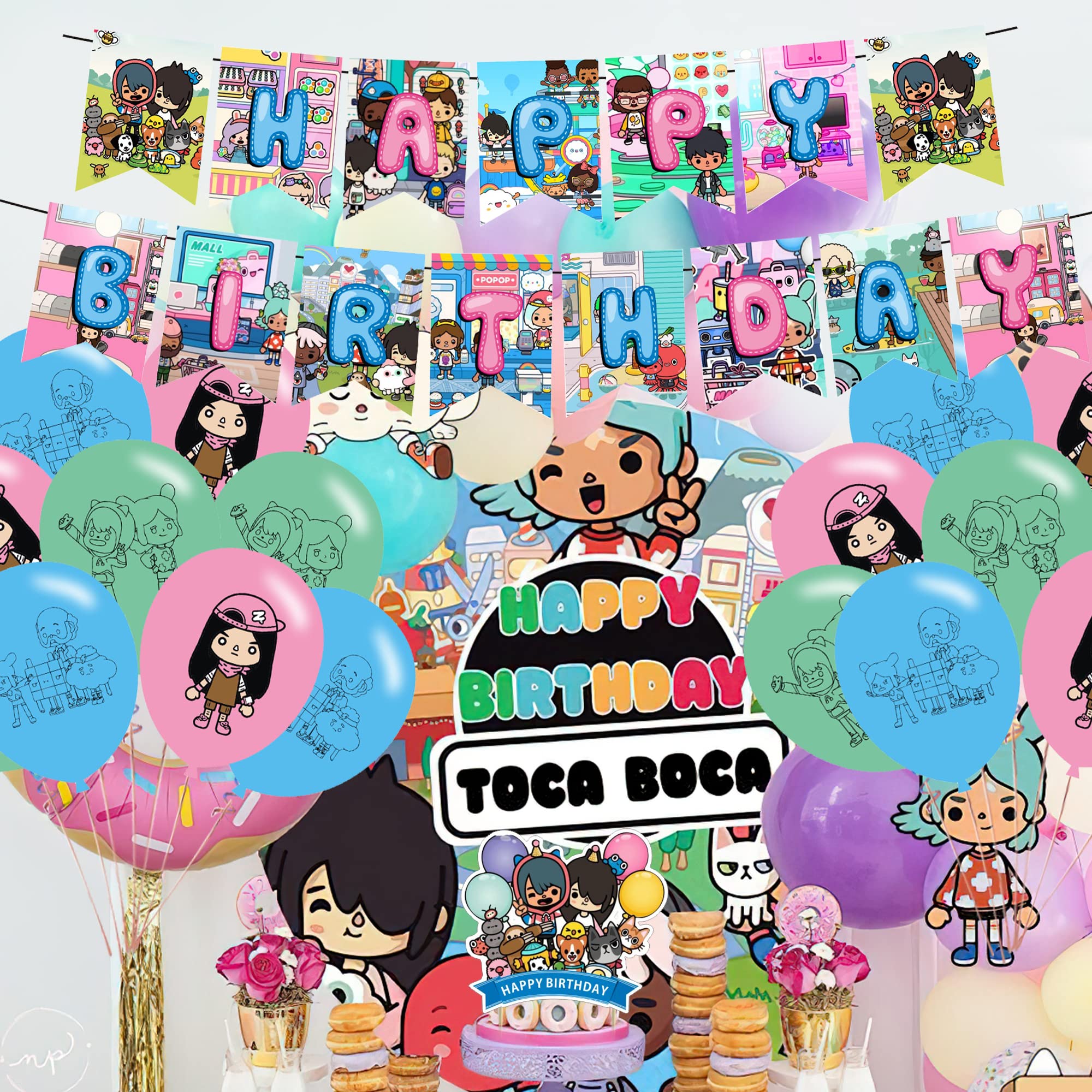 The Toca Life Party Decorations,Toca Bo-ca Cartoon Birthday Party ...