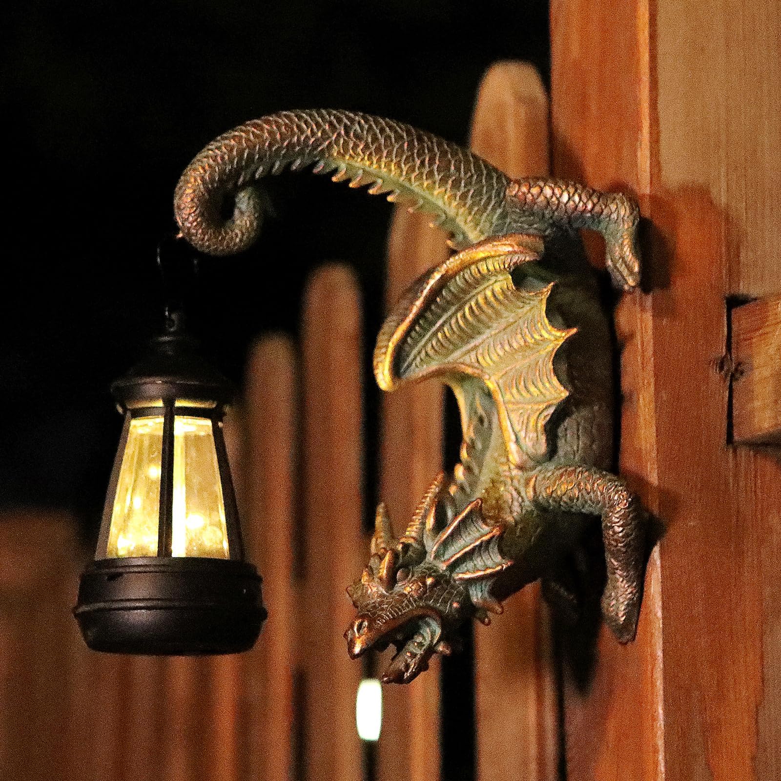 Amazon.com : Wind & Weather Dragon Garden Sculpture with Solar Globe ...