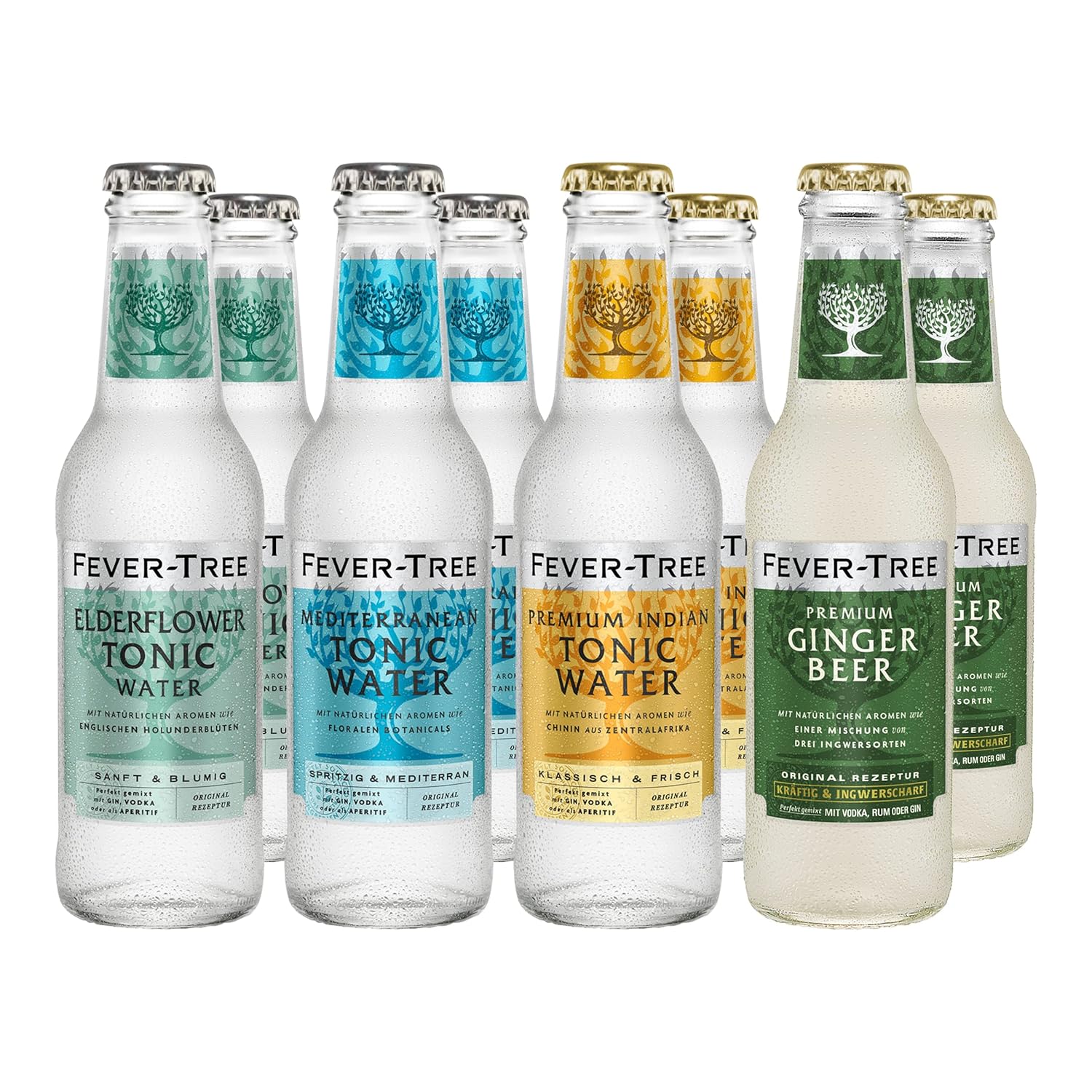 Fever-Tree Set Tonic Water, 2 x Mediterranean, 2 x Premium Indian, 2 x ...