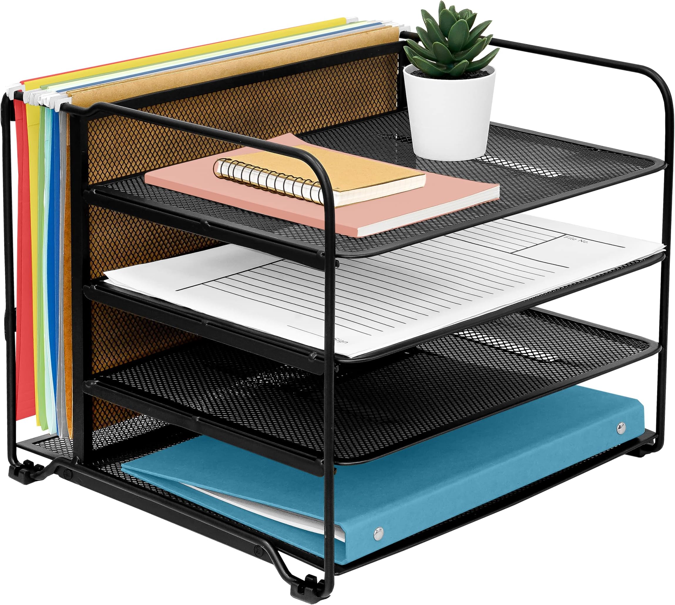 Amazon.com: CAXXA 4 Tier Mesh Document Trays with Vertical Upright ...