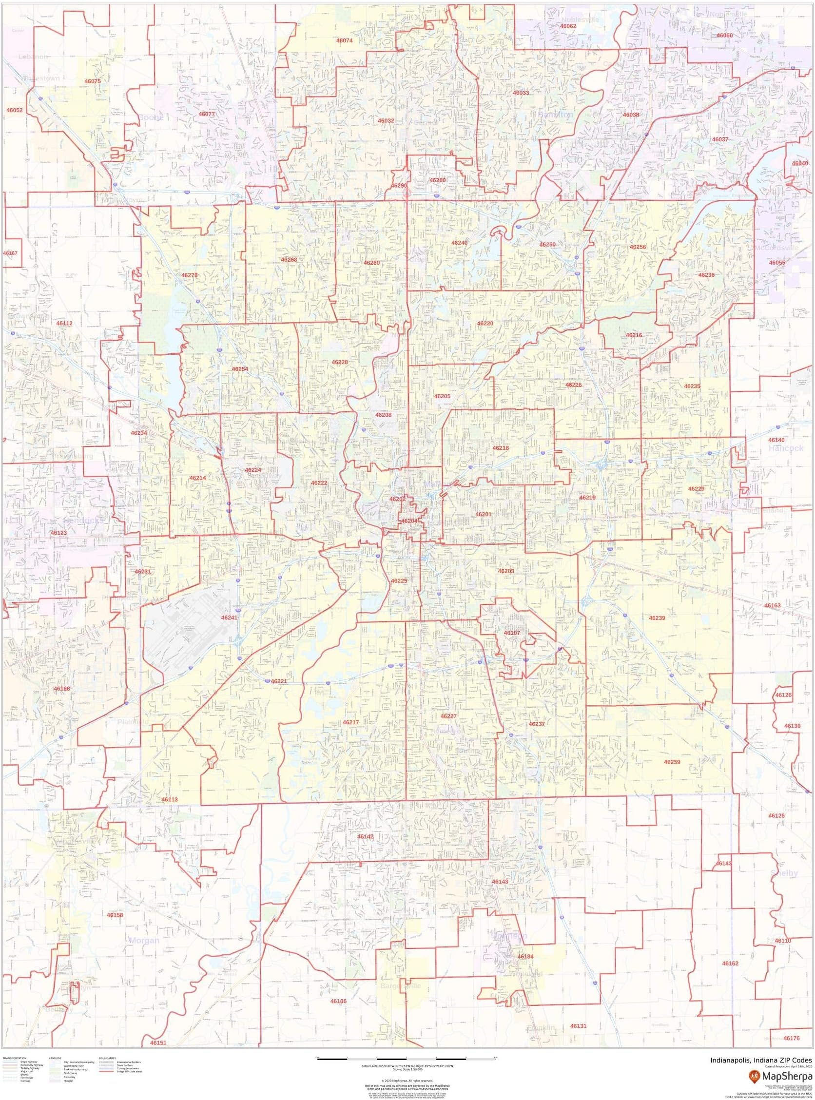 Amazon.com : Phoenix, Arizona Zip Codes - 36" x 48" Paper Wall Map ...