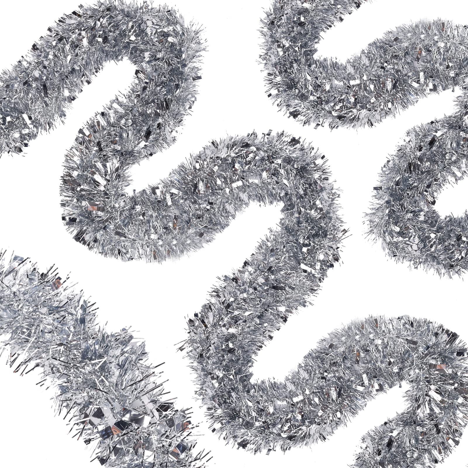 Amazon.com: JOYYPOP 39.6 Feet Silver Christmas Tinsel Garland Christmas ...
