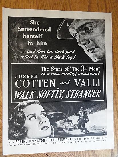 Amazon.com: Walk Softly, Stranger,(movie poster) Vintage 50's full page ...