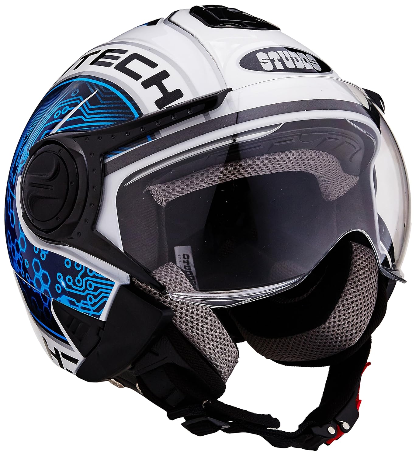 Studds DOWNTOWN D2 Decor Open Face Helmet (White and Blue, L) : Amazon ...