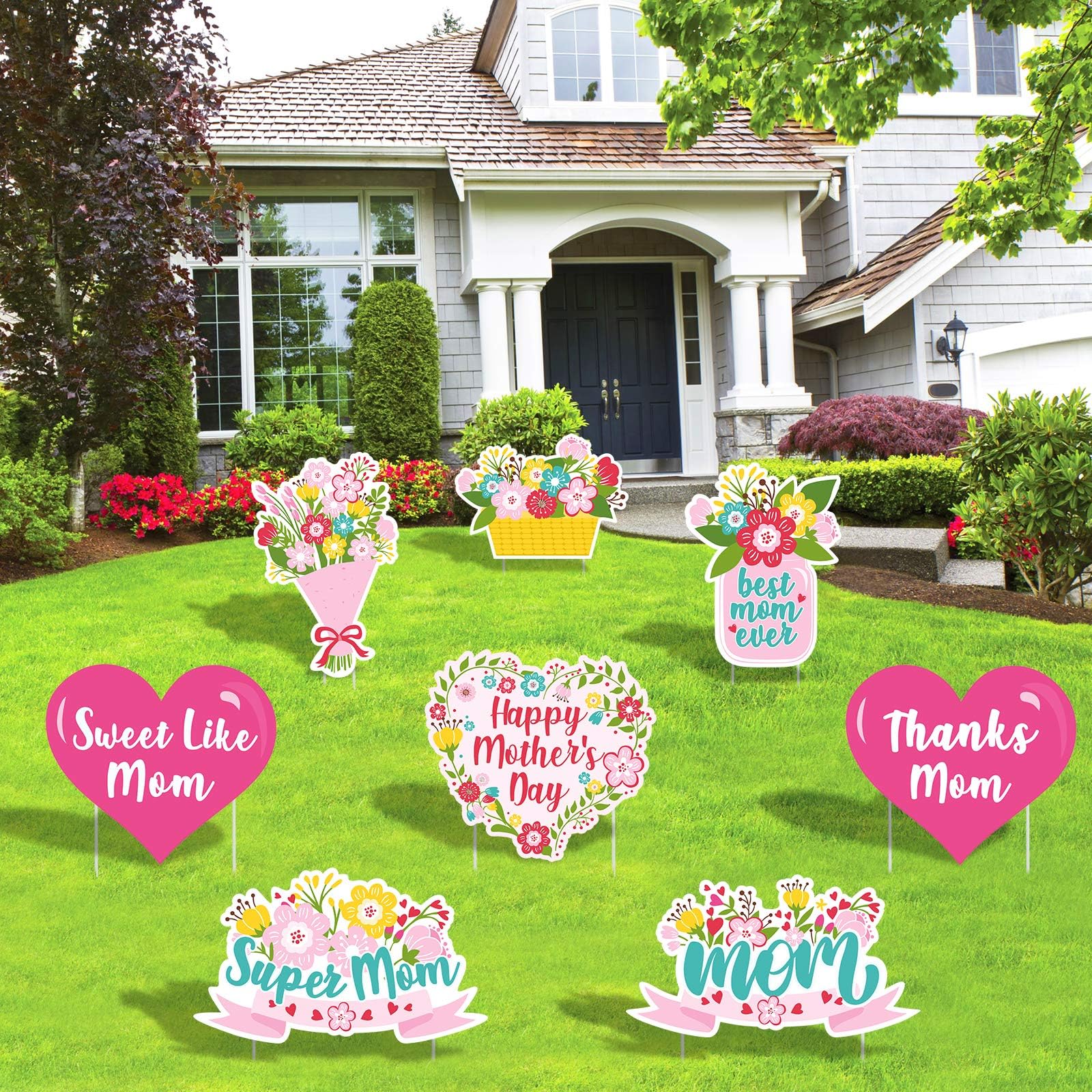 Amazon.com : Funrous 2 Pieces Mother's Day Yard Signs 32.3 x 12.6 Inch ...