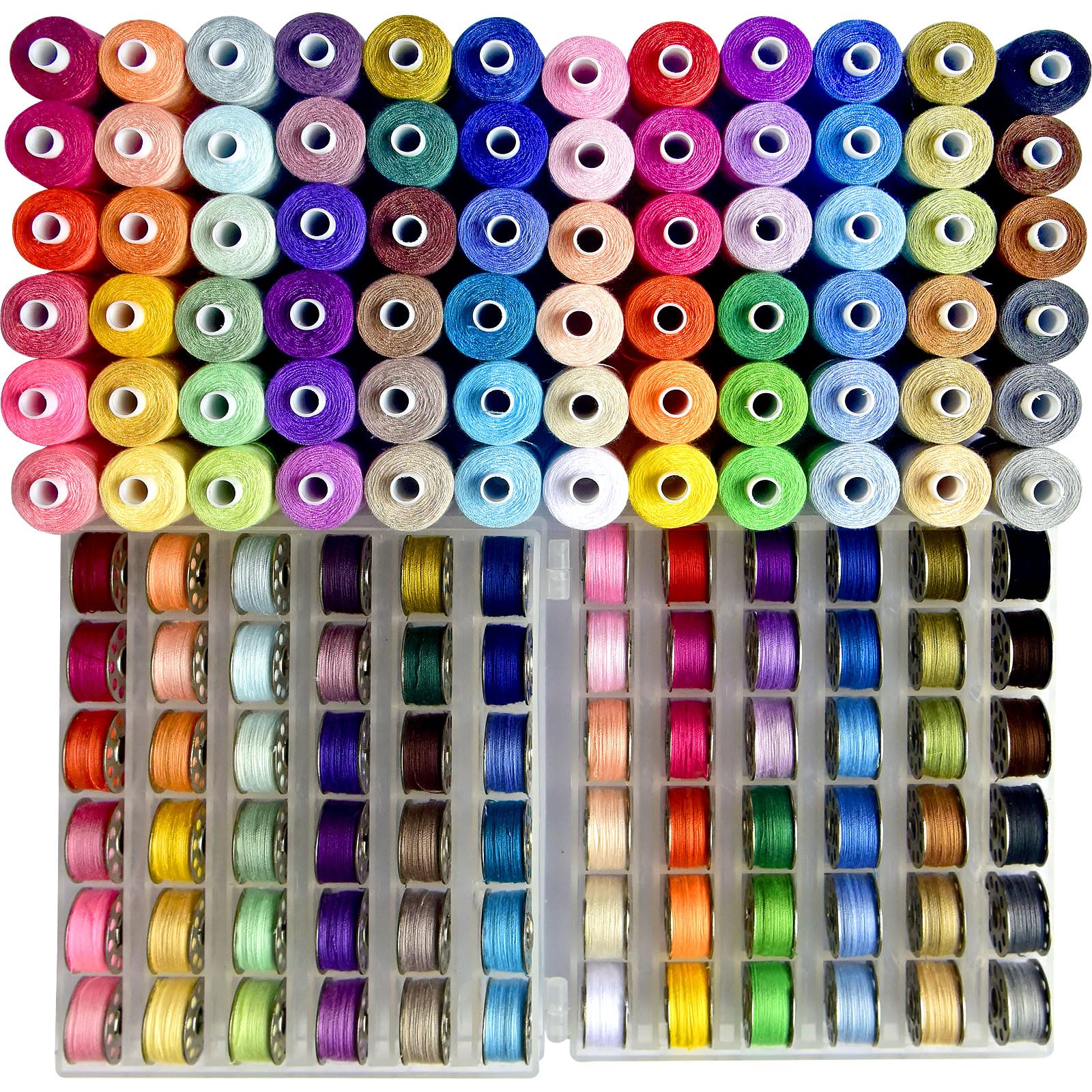 Amazon.com: 144Pcs 72 Colors Prewound Metal Bobbins and Thread Spools ...