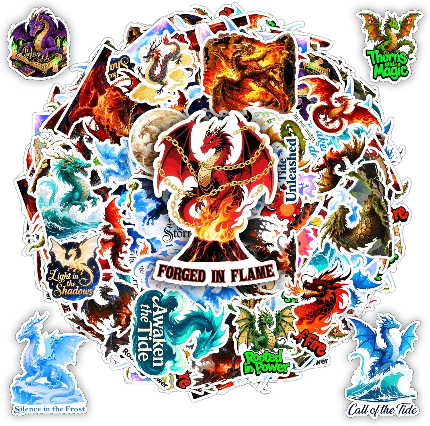 Amazon.com: BETANAS 100 PCS Magic Dragon Stickers Pack, Fantasy Vinyl ...
