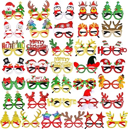 Amazon.com: Max Fun 36Pcs Christmas Glasses Glitter Holiday Glasses ...