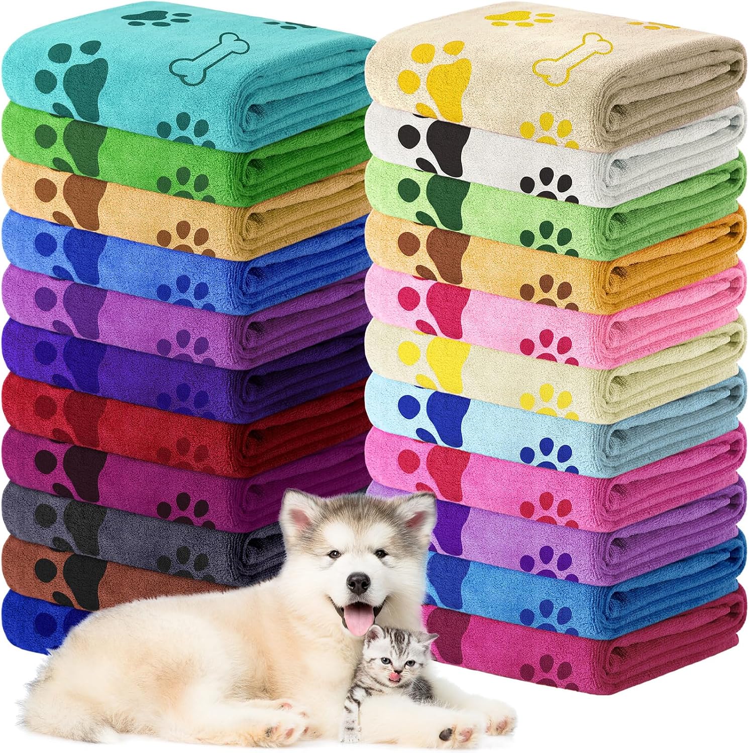 Amazon.com: 22 Pcs Bulk Dog Towels for Drying Dogs Cats 40 x 24 Inch ...