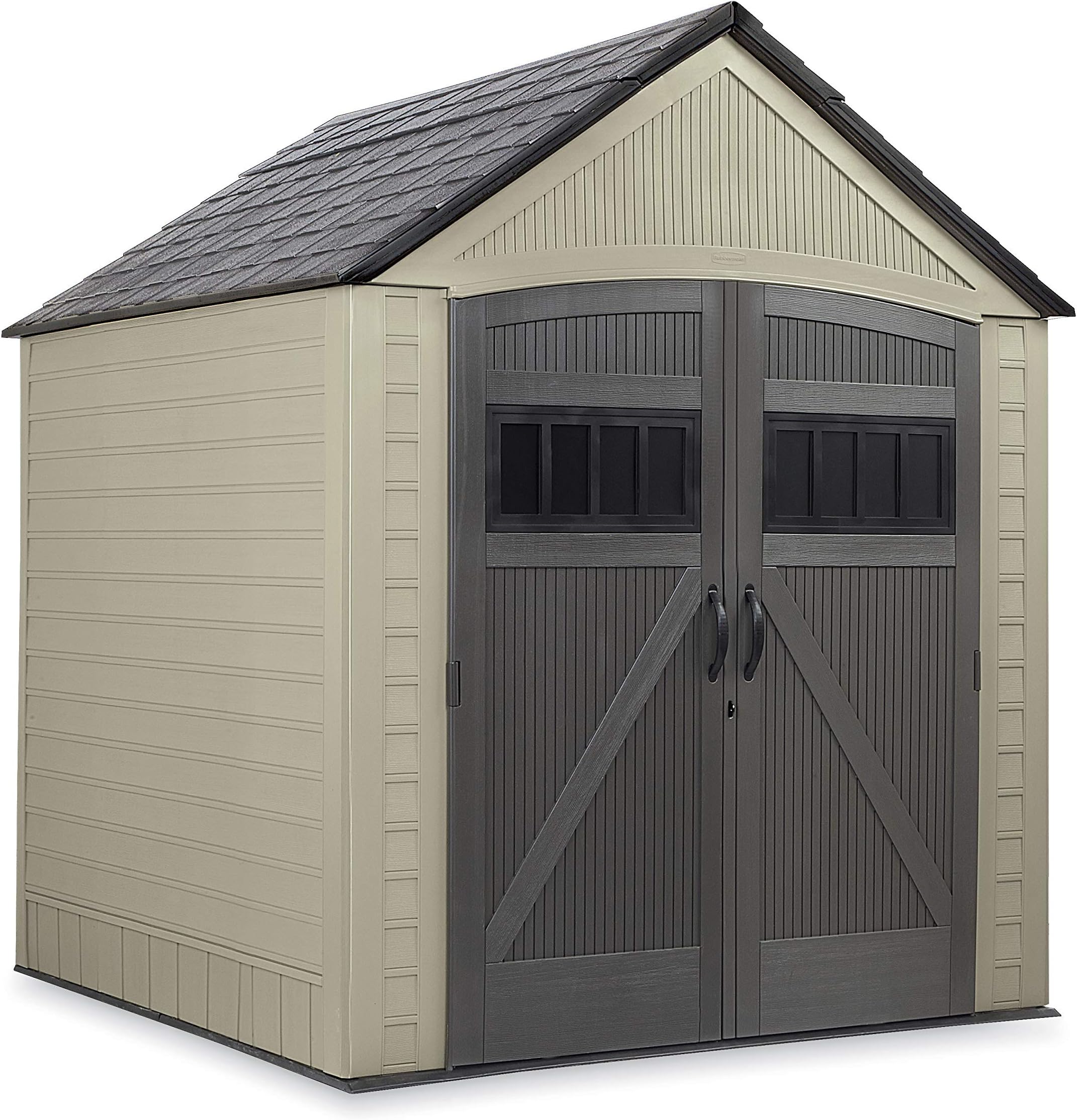 Amazon.com: Rubbermaid Outdoor Storage Shed, 7X7 feet, Resin Weather ...