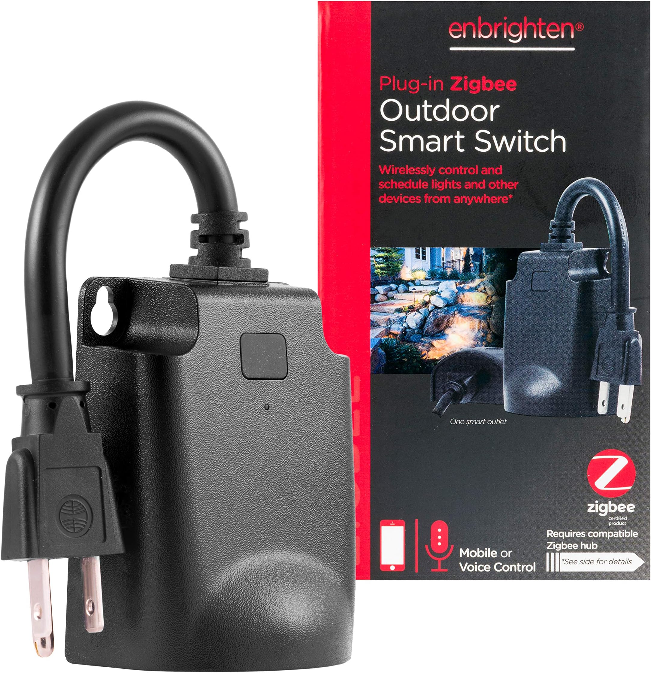 Enbrighten Zigbee Smart Light Switch Outdoor Plug-In, Weather-Resistant ...