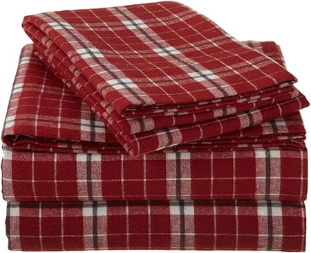 Amazon.com: Amazon Brand – Pinzon Lightweight Cotton Flannel Sheet Set ...