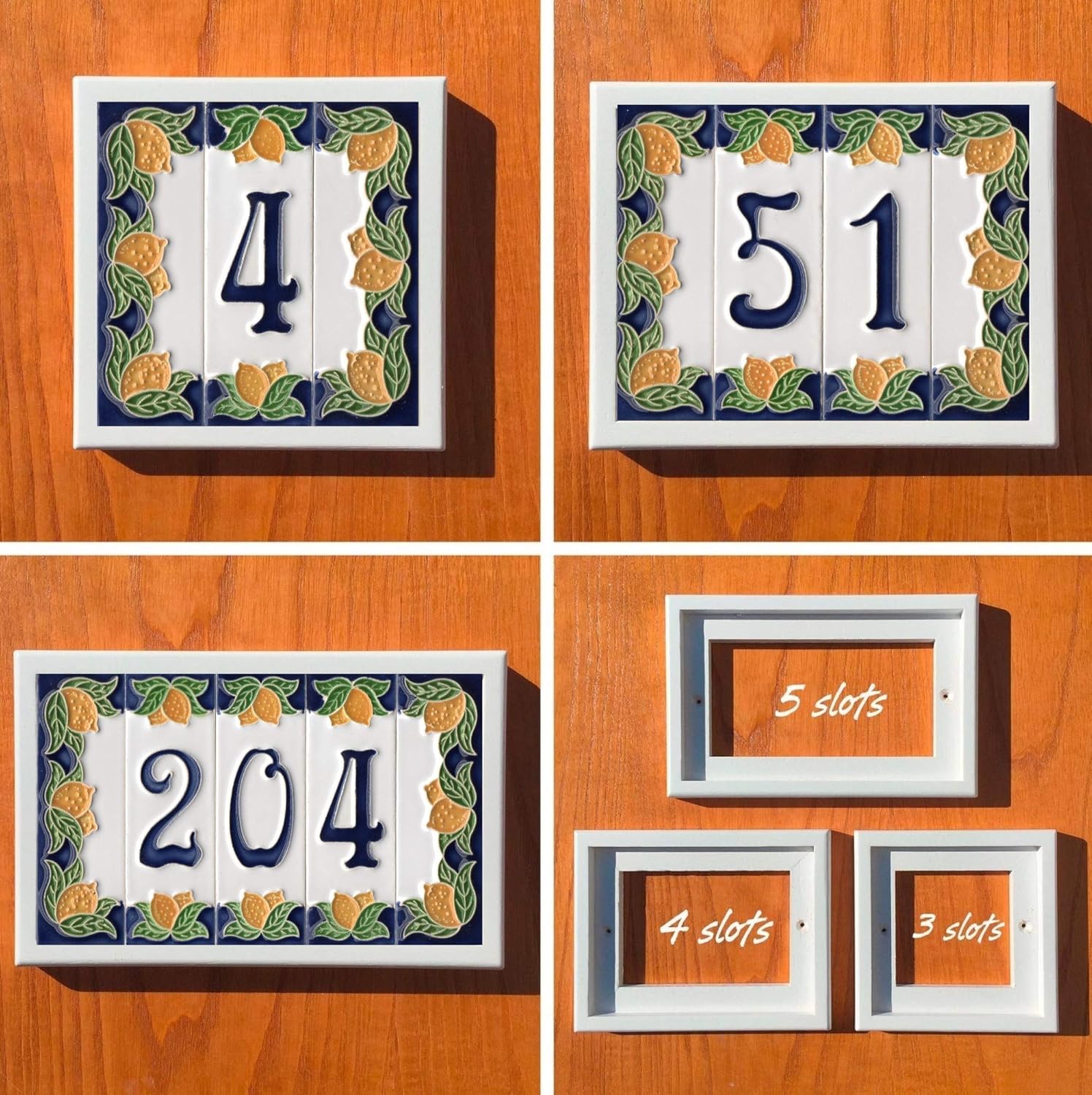 Amazon.com: 5 Tile Handmade White Hardwood Frame for Ceramic Tiles (5 ...