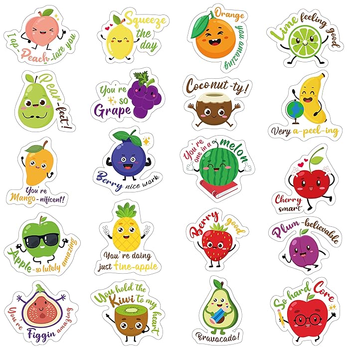 Buy WATINC 500Pcs Fruit Motivational Stickers for Children Cute Punny ...