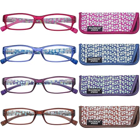 Amazon.com: SOCTICK Reading Glasses 4 Pairs Fashion Ladies Readers ...