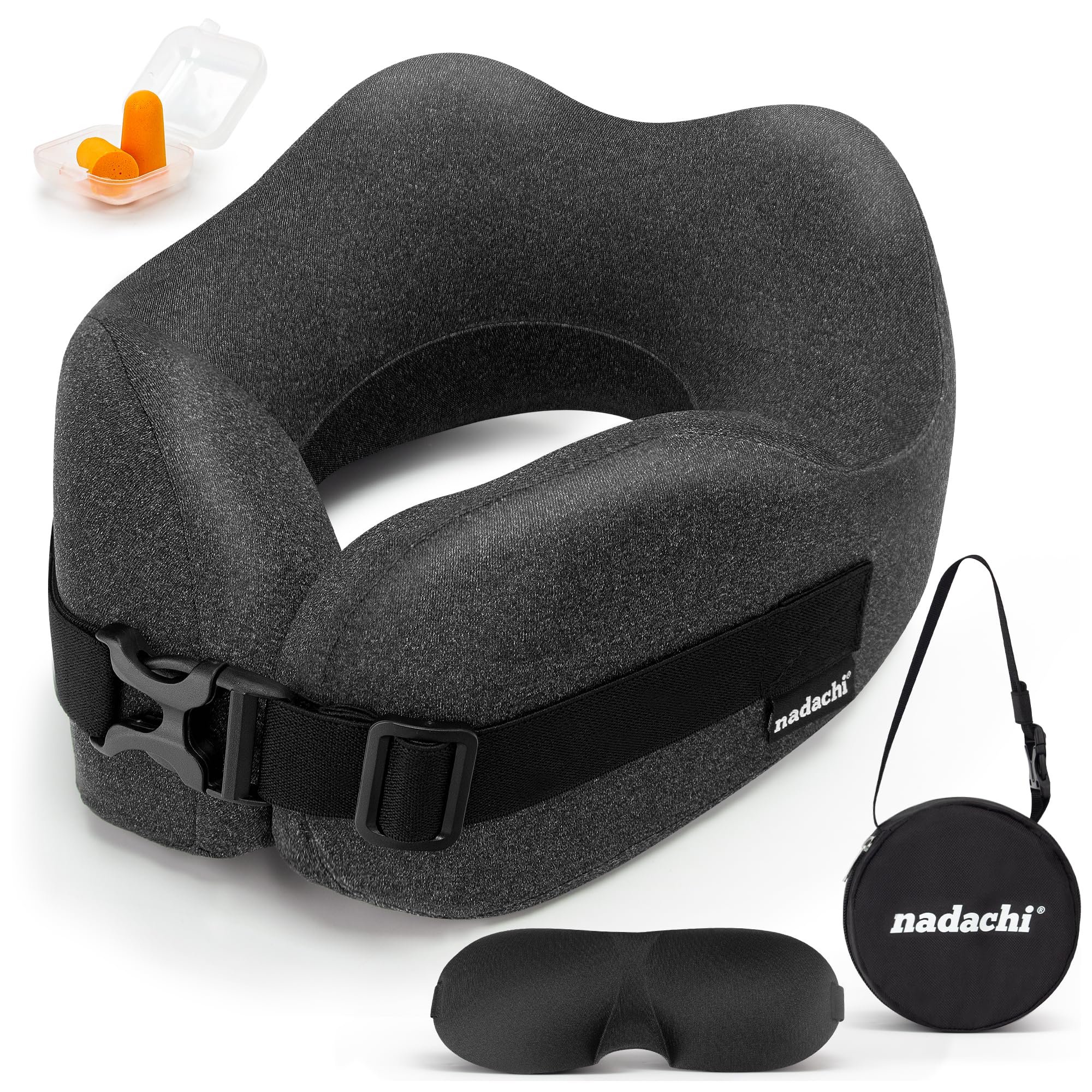 Amazon.com: nadachi Neck Pillow Airplane Travel Set - Pure Memory Foam ...