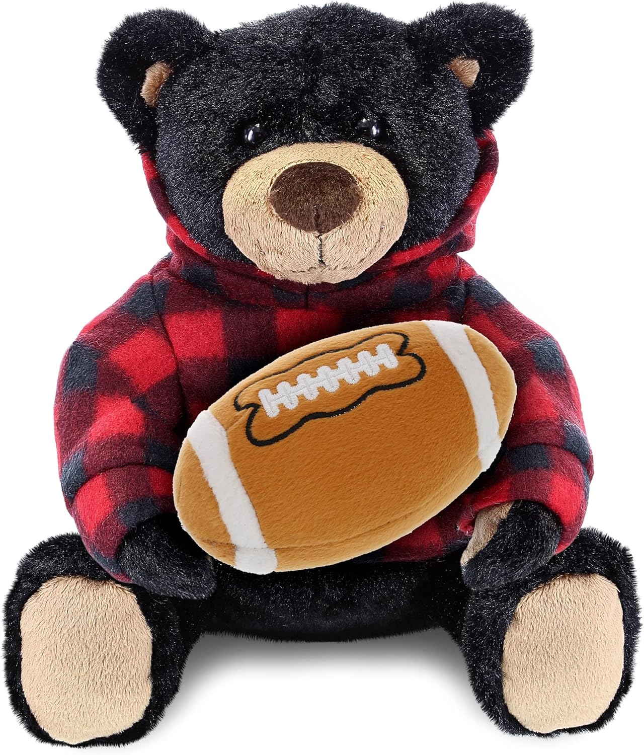 Amazon.com: DolliBu Black Bear Stuffed Animal with Football Plush ...