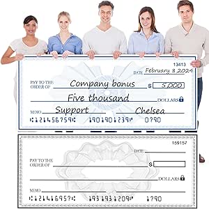 Amazon.com: Reusable Giant Check 40" x 16" - Double Side Blank Check ...