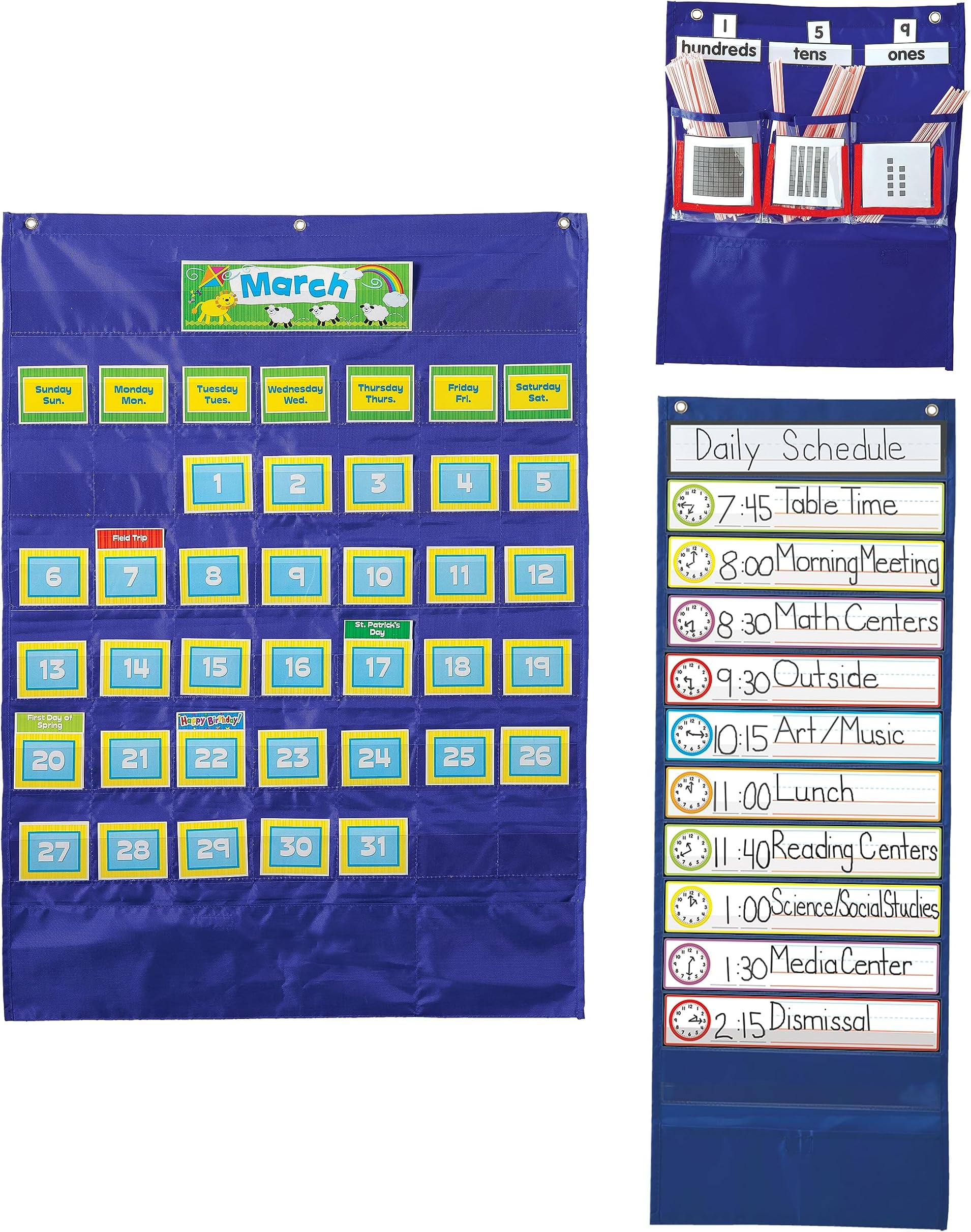 Amazon.com: Carson Dellosa 3-Pack Pocket Charts for Classroom or ...