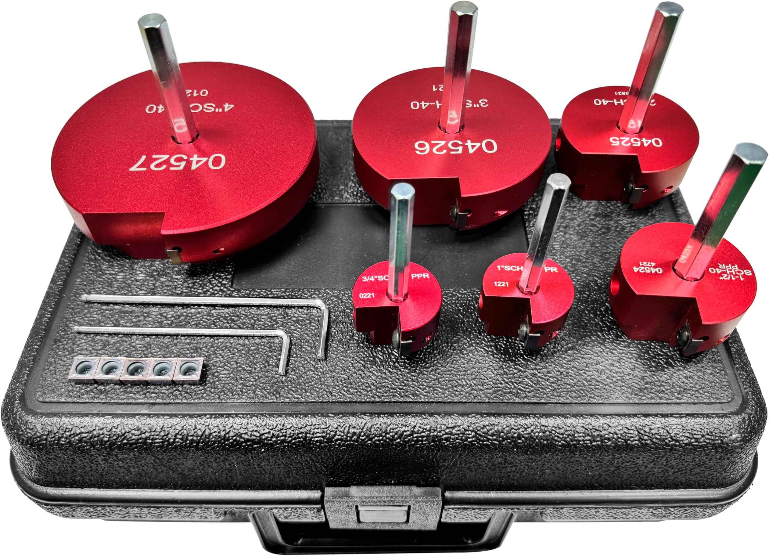 6 Piece Plastic Pipe Fitting Reamer Kit, 3/4" 1" 1-1/2" 2" 3" 4'' PVC ...