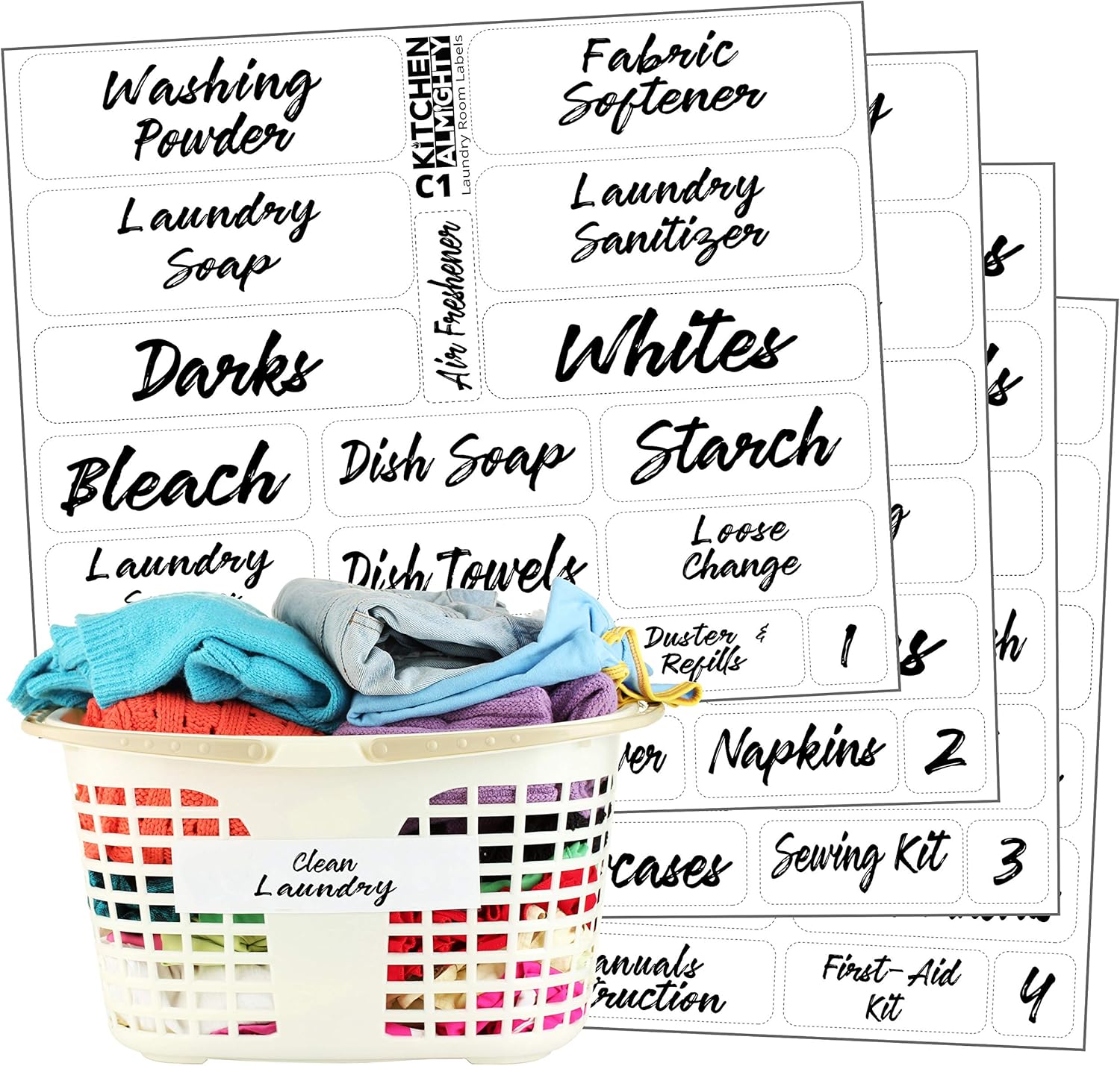 Amazon.com: Laundry Room Organization Clear Labels: 85 Classy Gloss ...