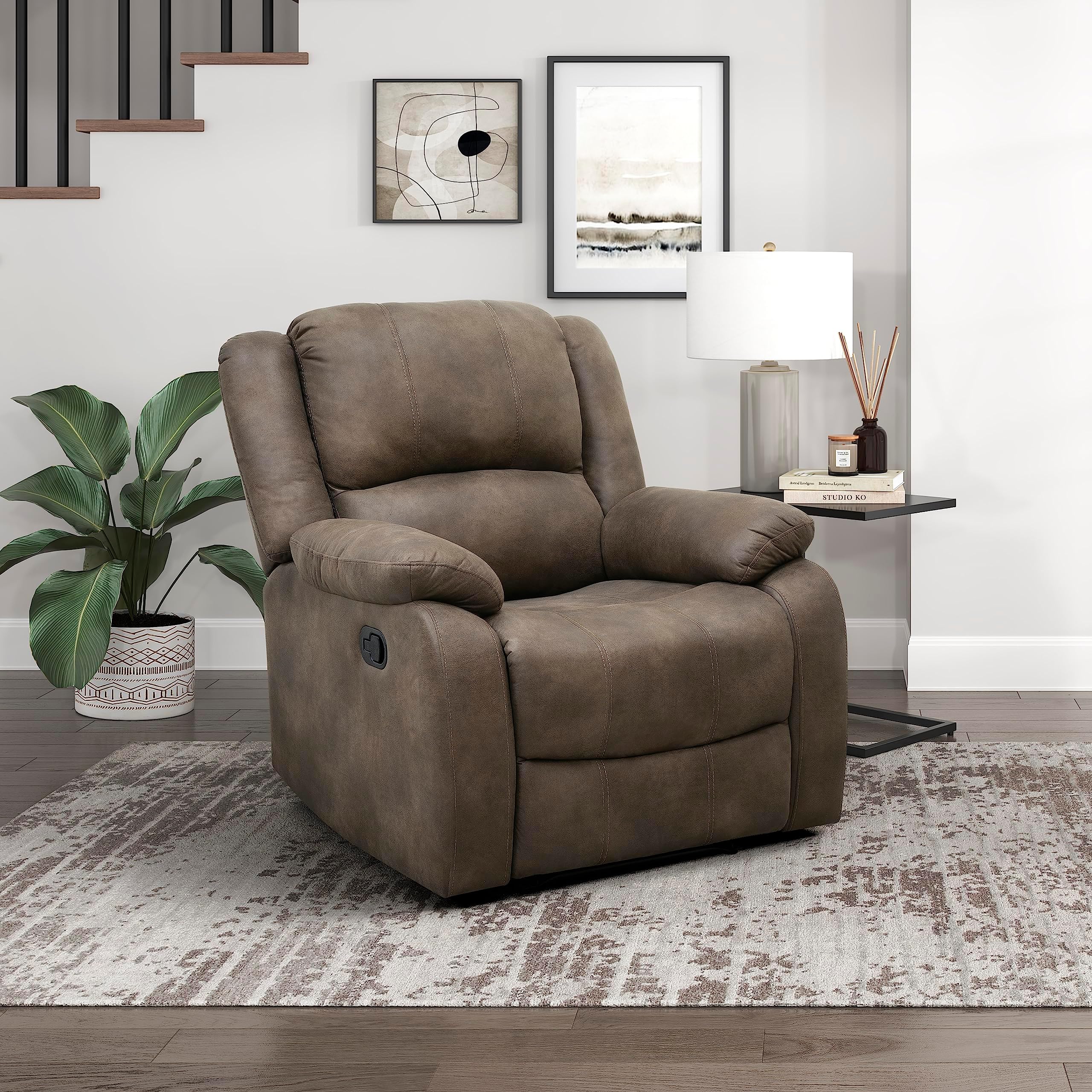 Amazon.com: Acme Madden Chenille Upholstered Glide Recliner in Brown ...