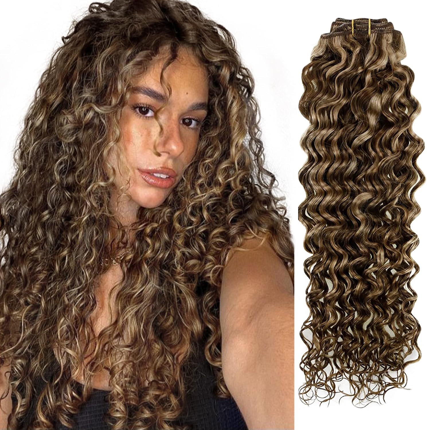 Amazon.com : Hetto Curly Clip in Hair Extensions Human Hair #P4/27 ...